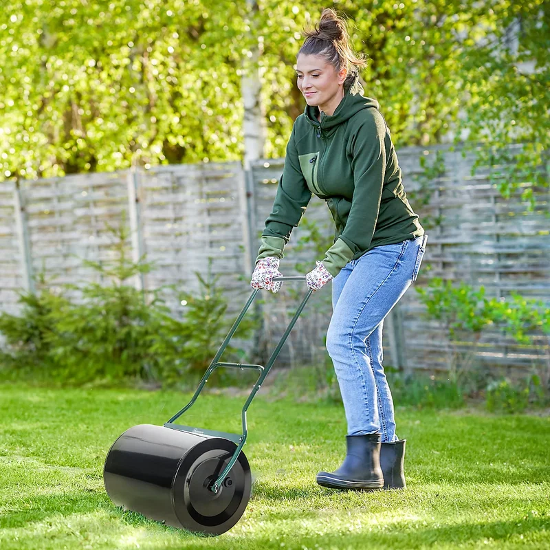 60L Steel Garden Roller Push Pull w/ Fillable Cylinder Water Rolling ...